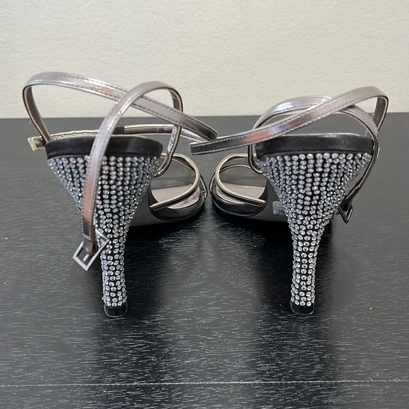 Aldo | Shoes | Aldo Lousiane Pewter Strappy Heels W Rhinestones | Poshmark